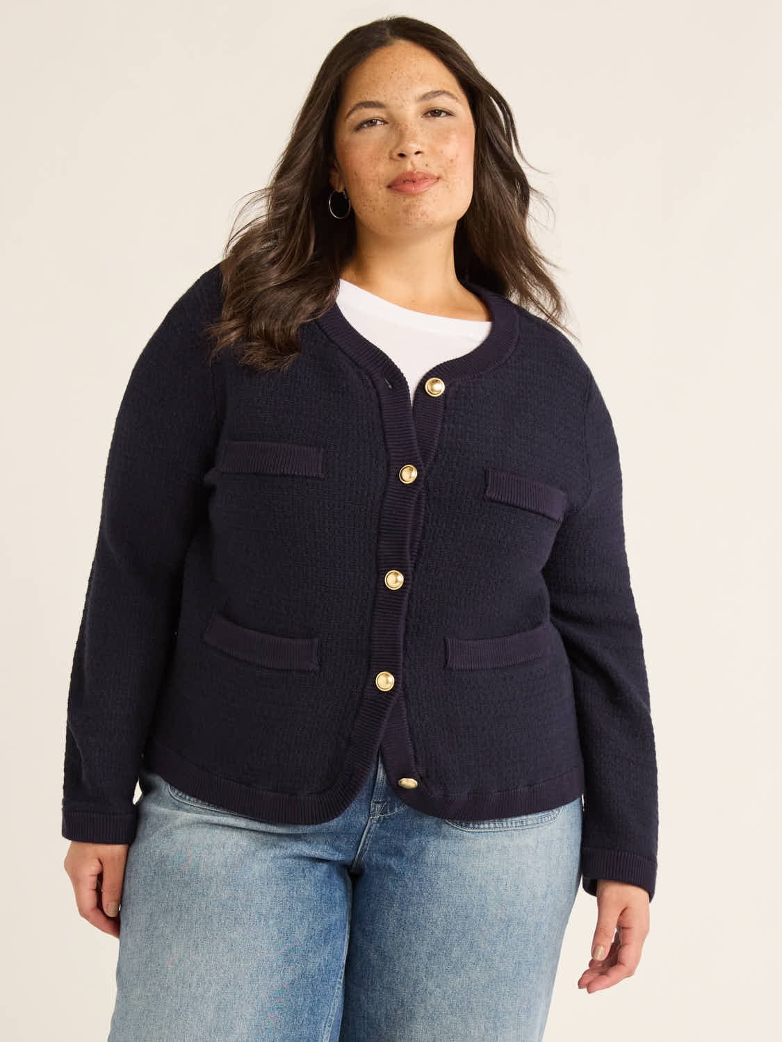 Free Assembly Women’s Plus Size Welt Pocket Cardigan Sweater ...