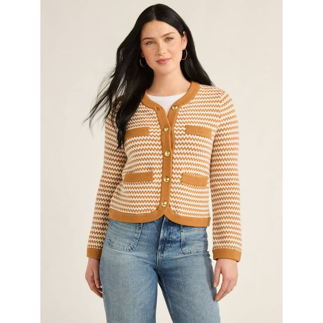 Free Assembly Women’s Welt Pocket Cardigan Sweater, Lightweight, Sizes ...