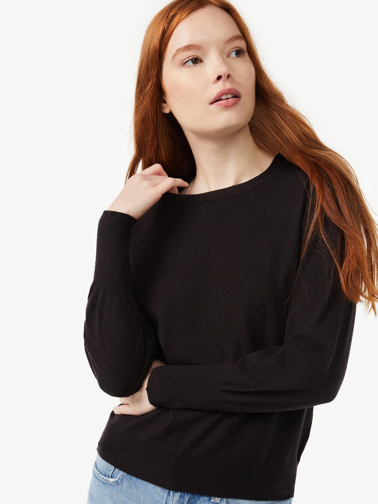 Free Assembly Women's Boxy Cozy Yarn Sweater - Walmart.com