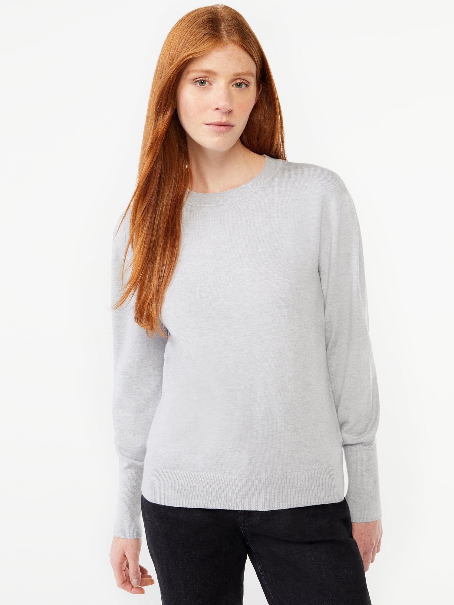 Free Assembly Women's Boxy Crewneck Sweater, Midweight - Walmart.com
