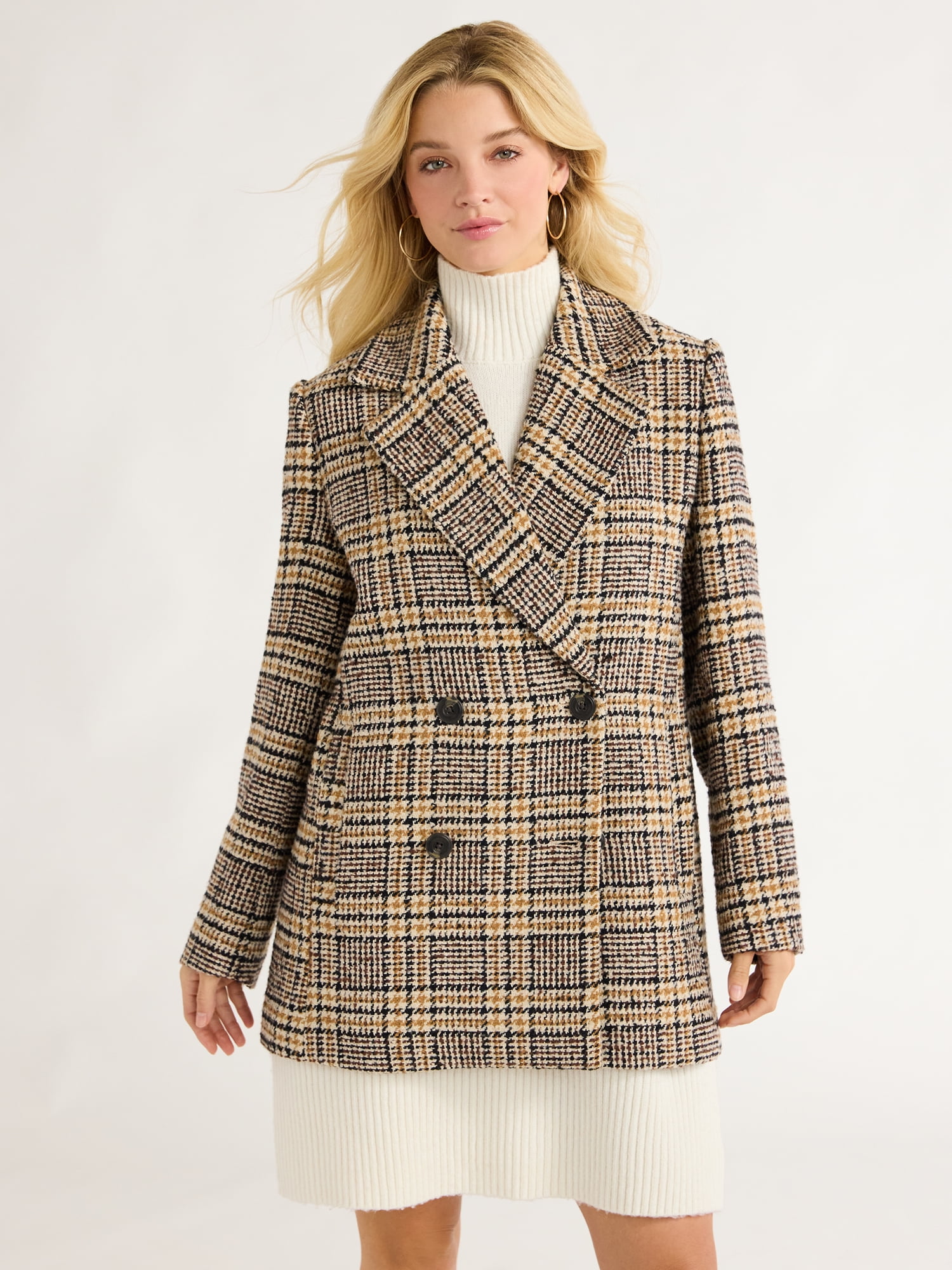 Free Assembly Women’s Boxy Double Breasted Jacket, Sizes XS-XXL ...