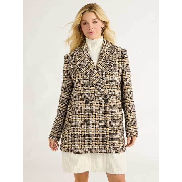 Free Assembly Women's Boxy Double Breasted Jacket XS-XXL, Polyester ...