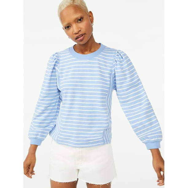Free Assembly Women's Bubble Top with Pleated Shoulders - Walmart.com