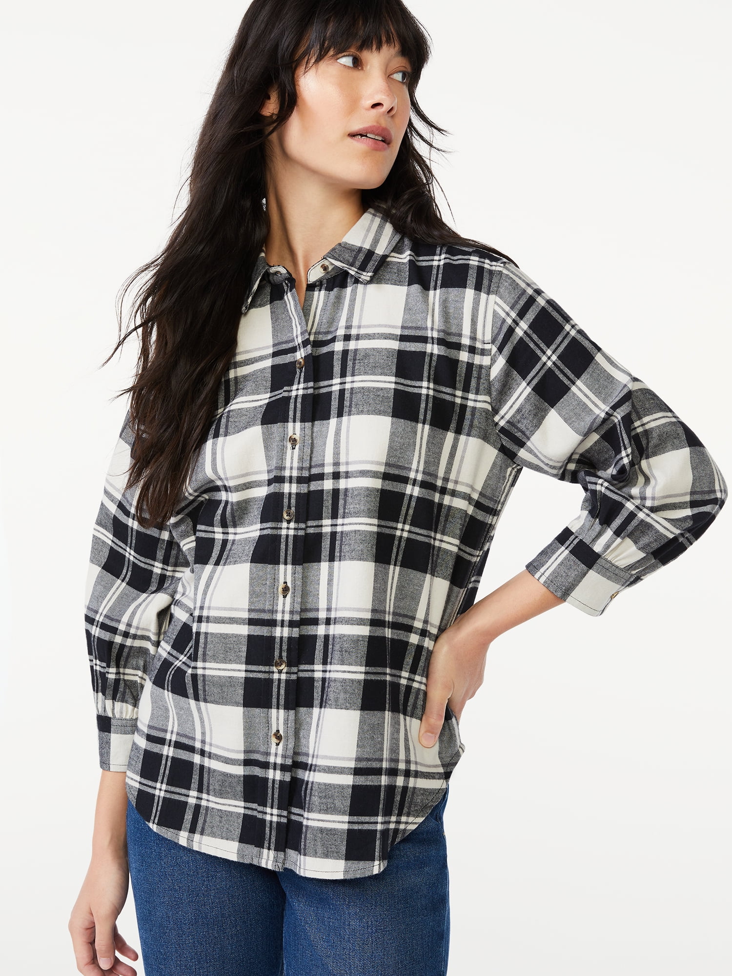 Assembly women's Button-Down Top - Organic Cotton - Walmart.com