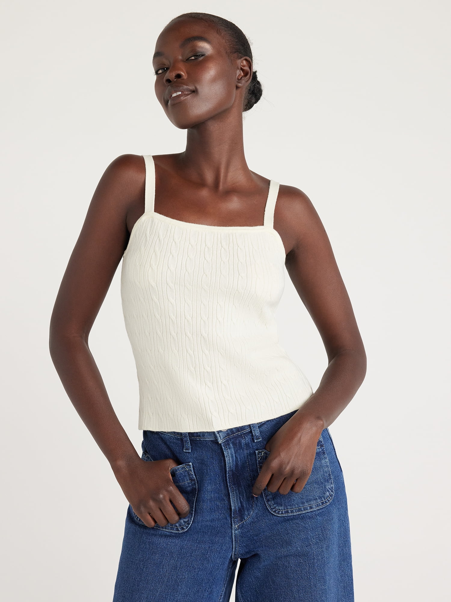Free Assembly Women’s Cable Knit Cami Sweater, Sizes XS-XXXL - Walmart.com