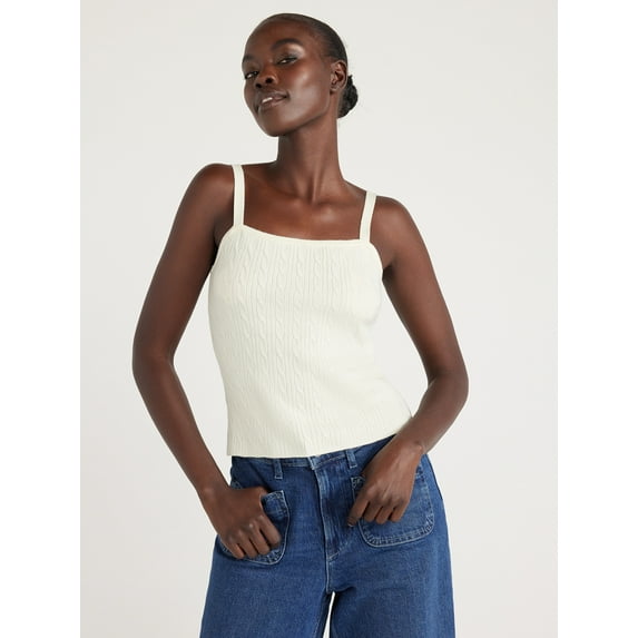Free Assembly Women’s Cable Knit Cami Sweater, Sizes XS-XXXL - Walmart.com