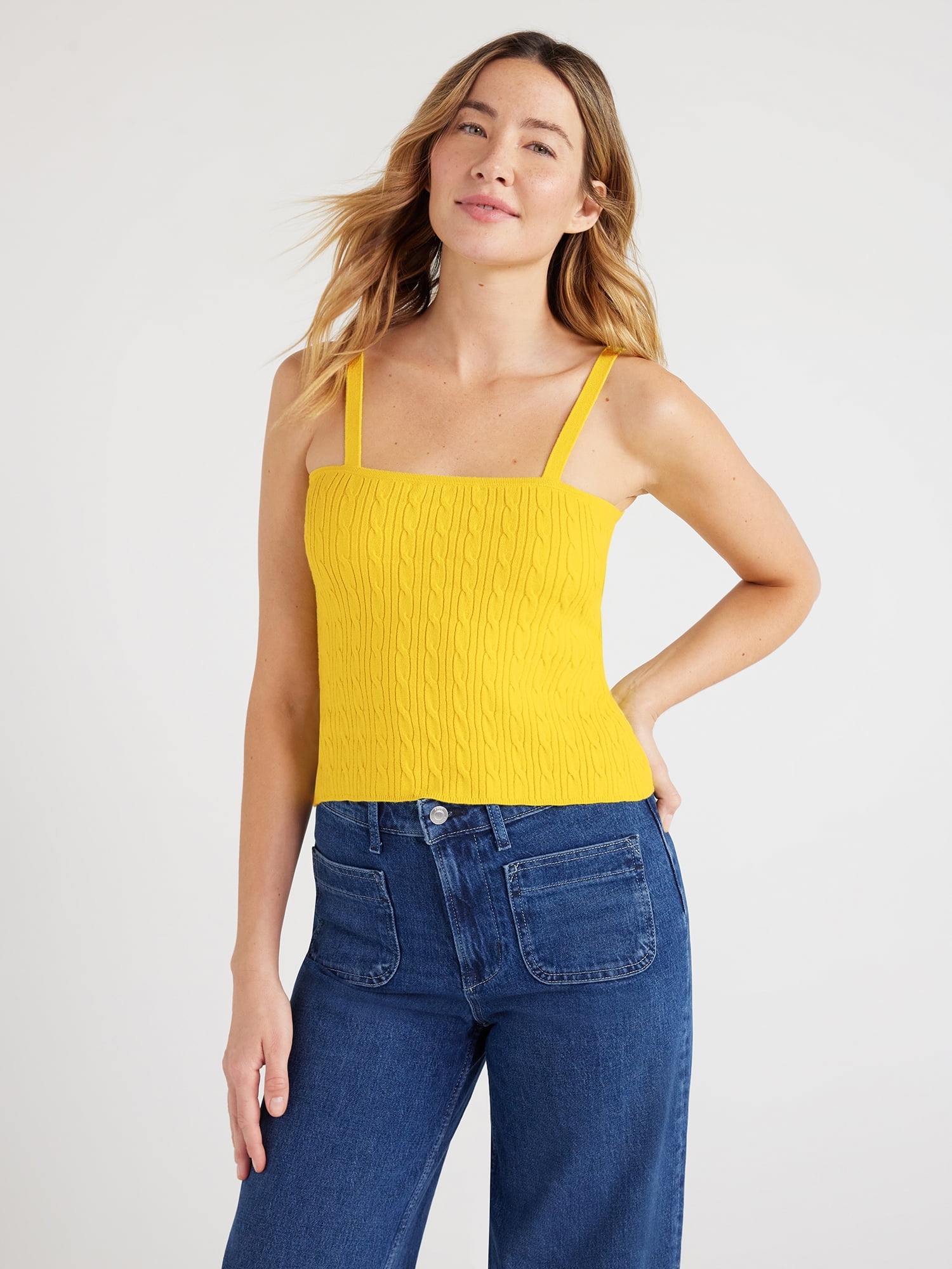 Free Assembly Women’s Cable Knit Cami Sweater, Sizes XS-XXXL - Walmart.com