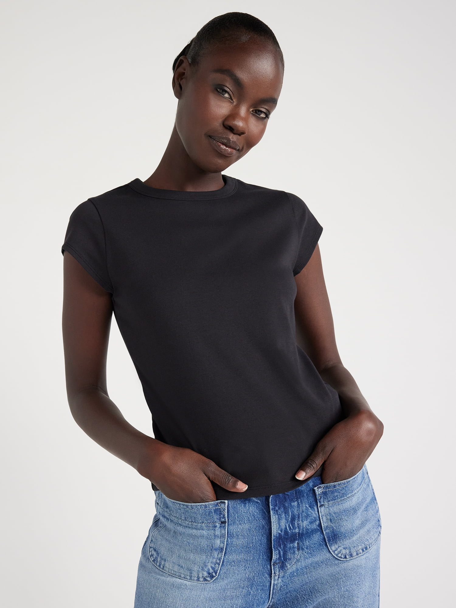 Free Assembly Women's Cap Sleeve Tee, Sizes XS-XXXL - Walmart.com