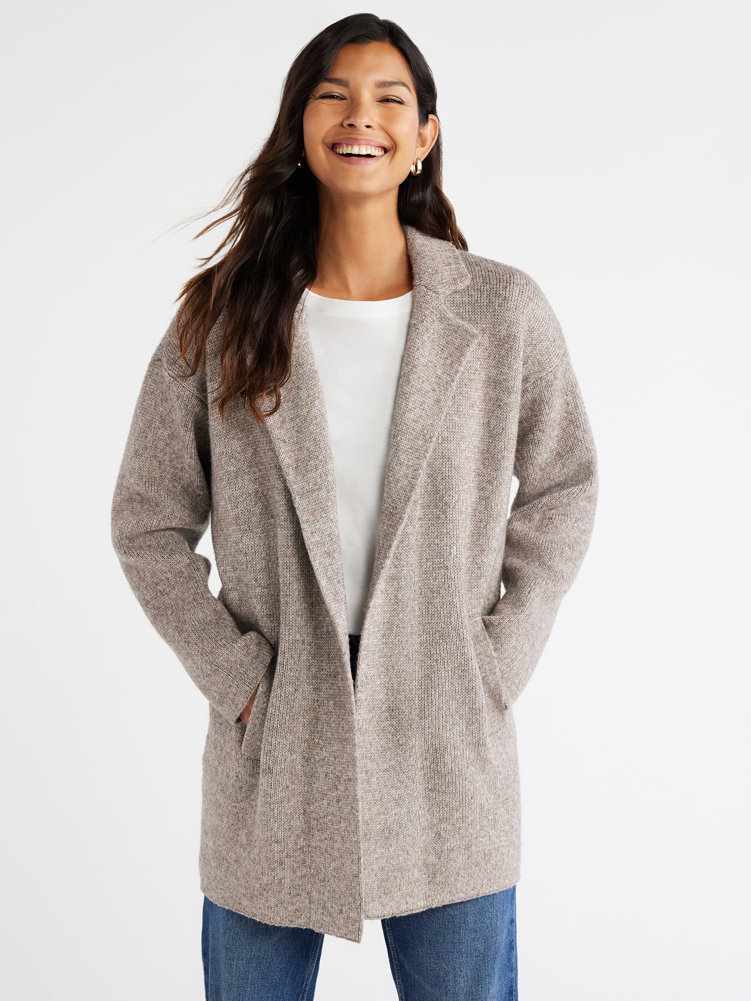 Free Assembly Women's Cocoon Cardigan Sweater, Midweight, Sizes XS-XXXL ...