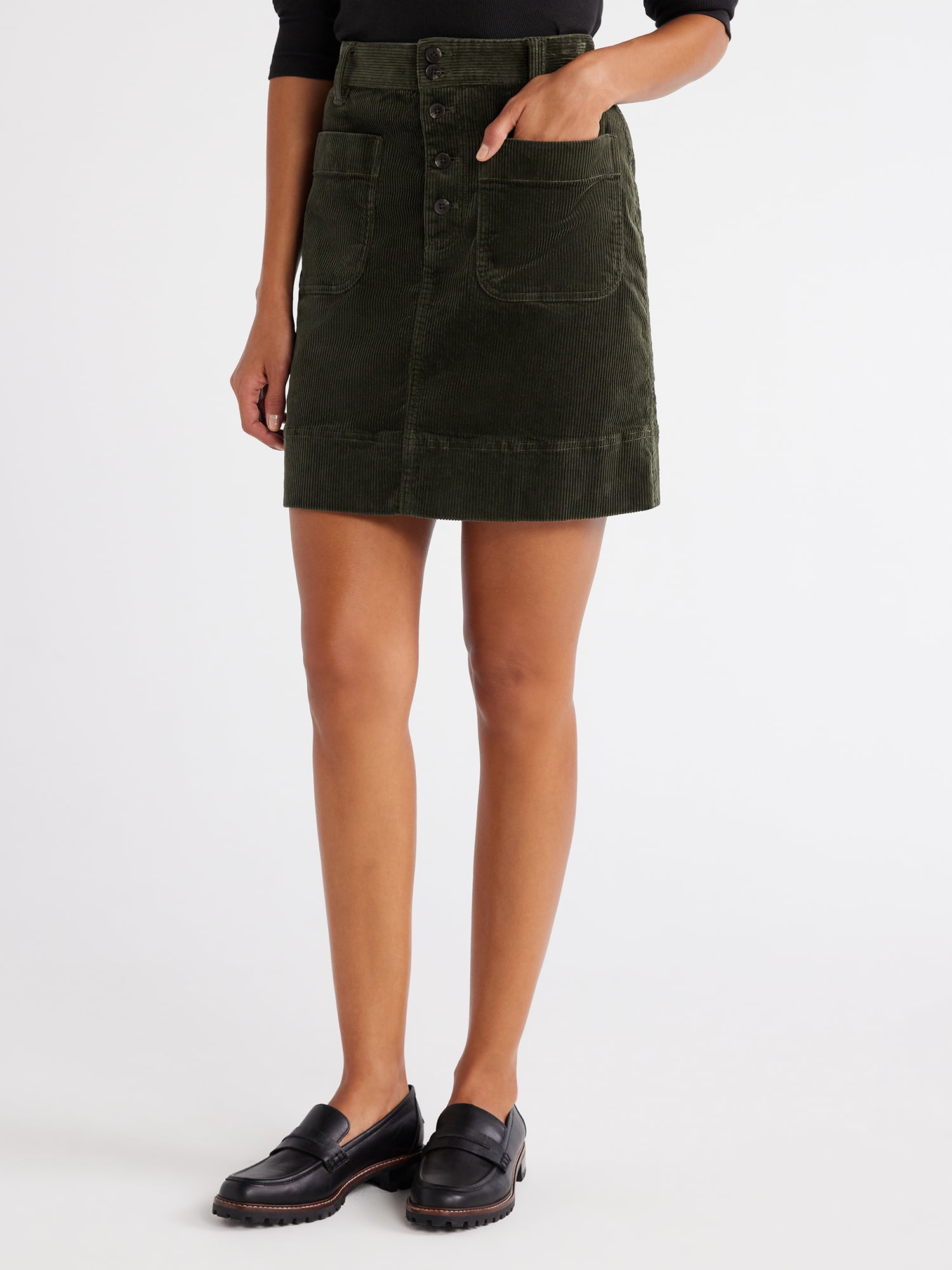 Free Assembly Women's Corduroy Patch Pocket Mini Skirt, Sizes 0-20 - Walmart.com