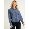 Free Assembly women's Cotton Cropped Button Down Shirt - Walmart.com