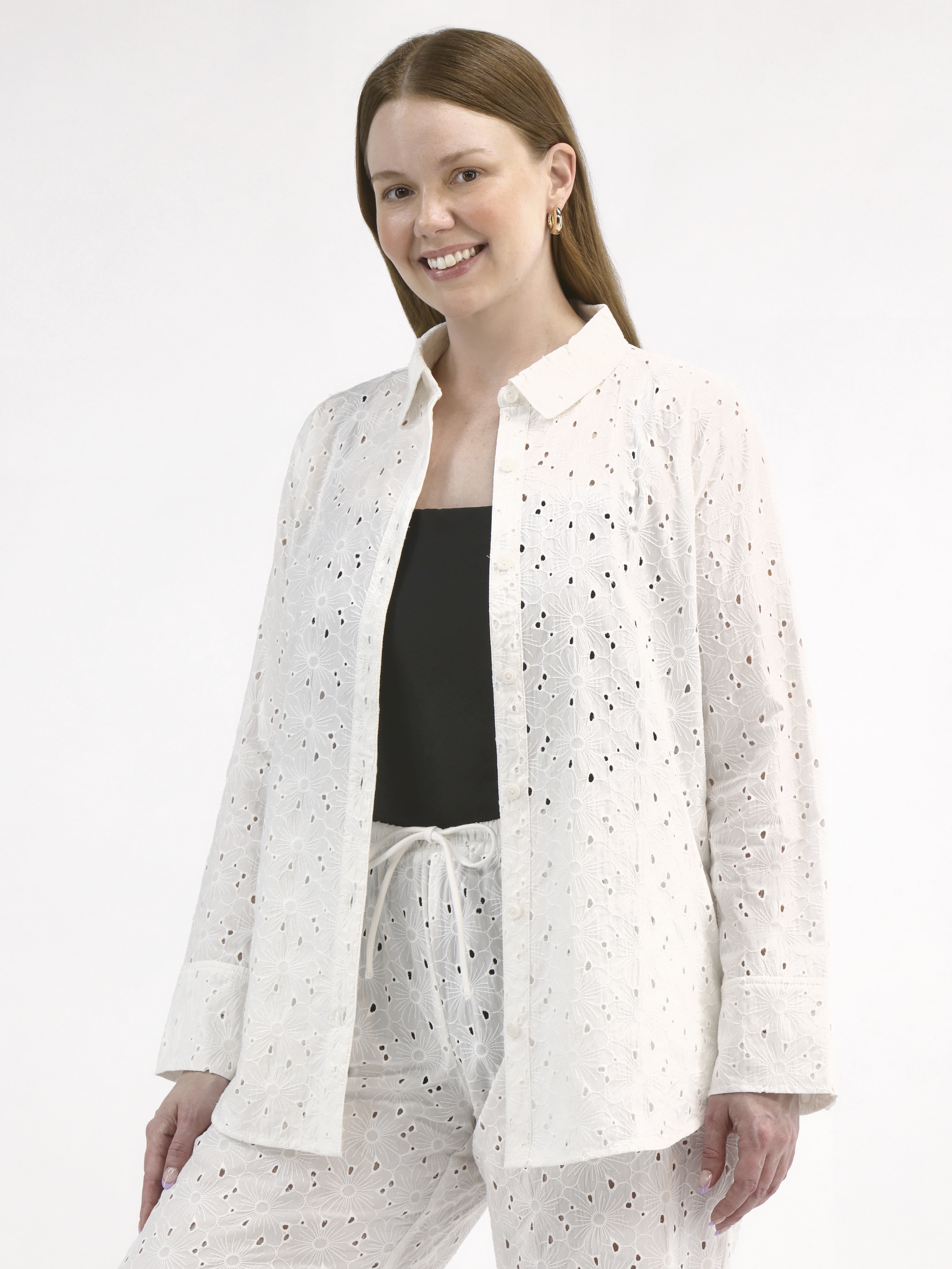 Free Assembly Women's Cotton Eyelet Coverup Tunic Shirt, Sizes XXS-XXL ...