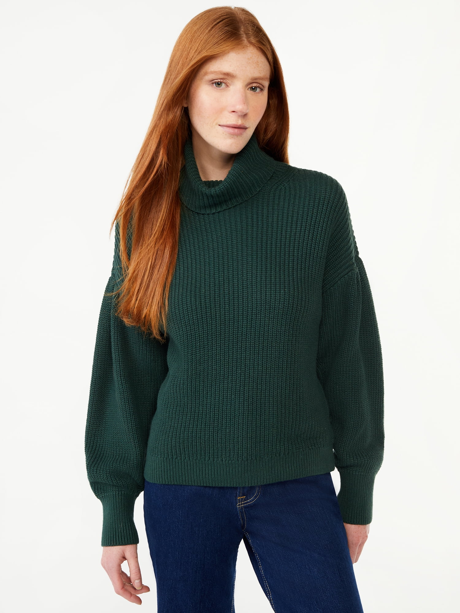 Free Assembly Women's Cowl Neck Pleat Shoulder Sweater, Midweight ...