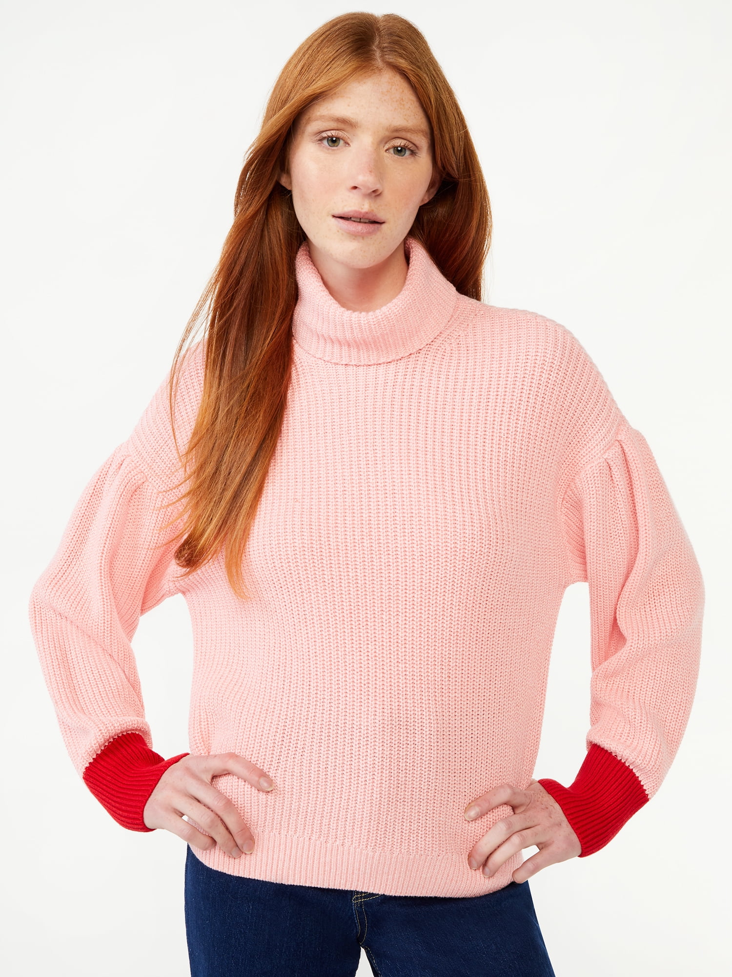 Free Assembly Women's Cowl Neck Pleat Shoulder Sweater, Midweight ...