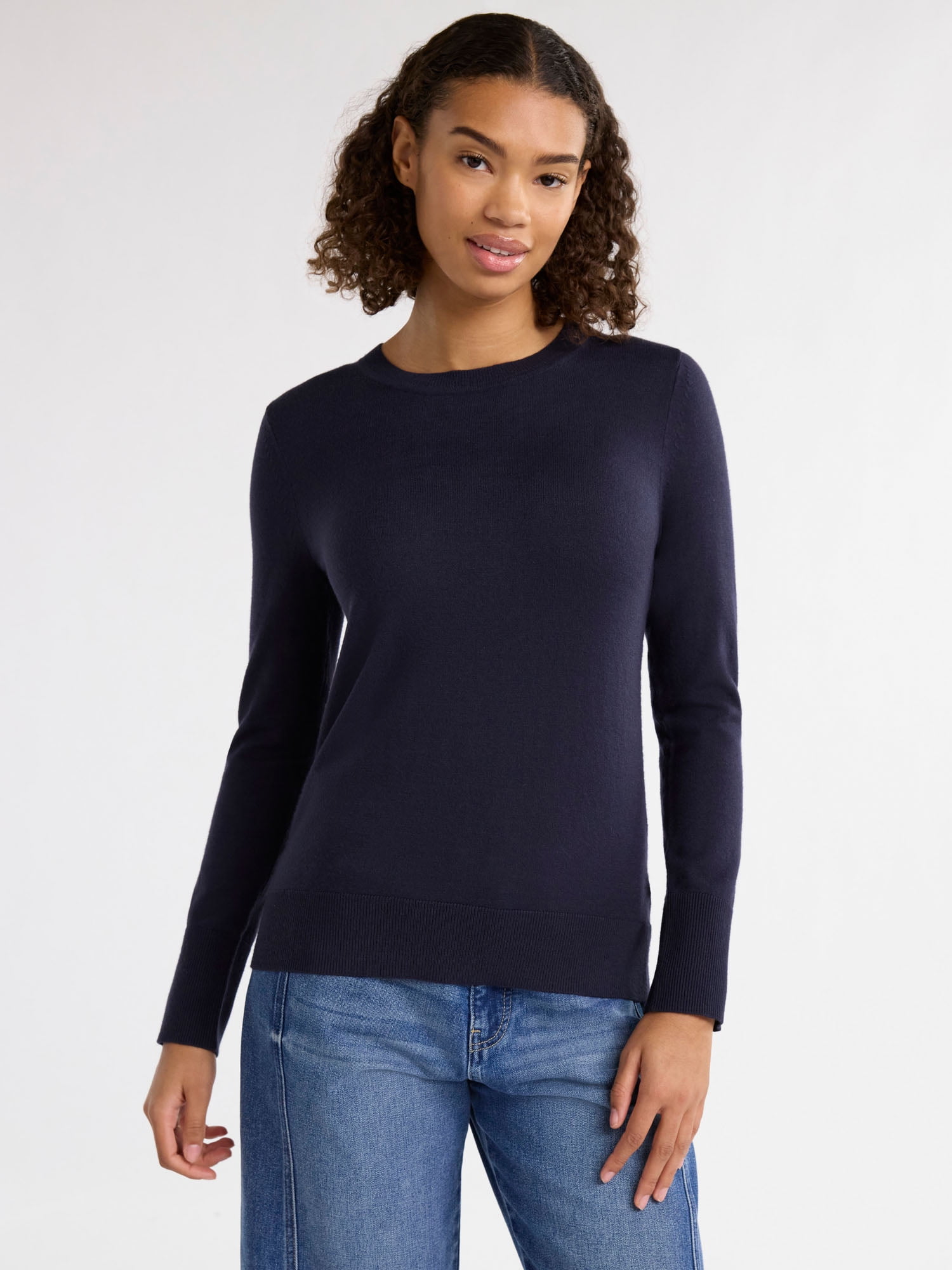 Free Assembly Women’s Cozy Yarn Crewneck Sweater with Long Sleeves ...