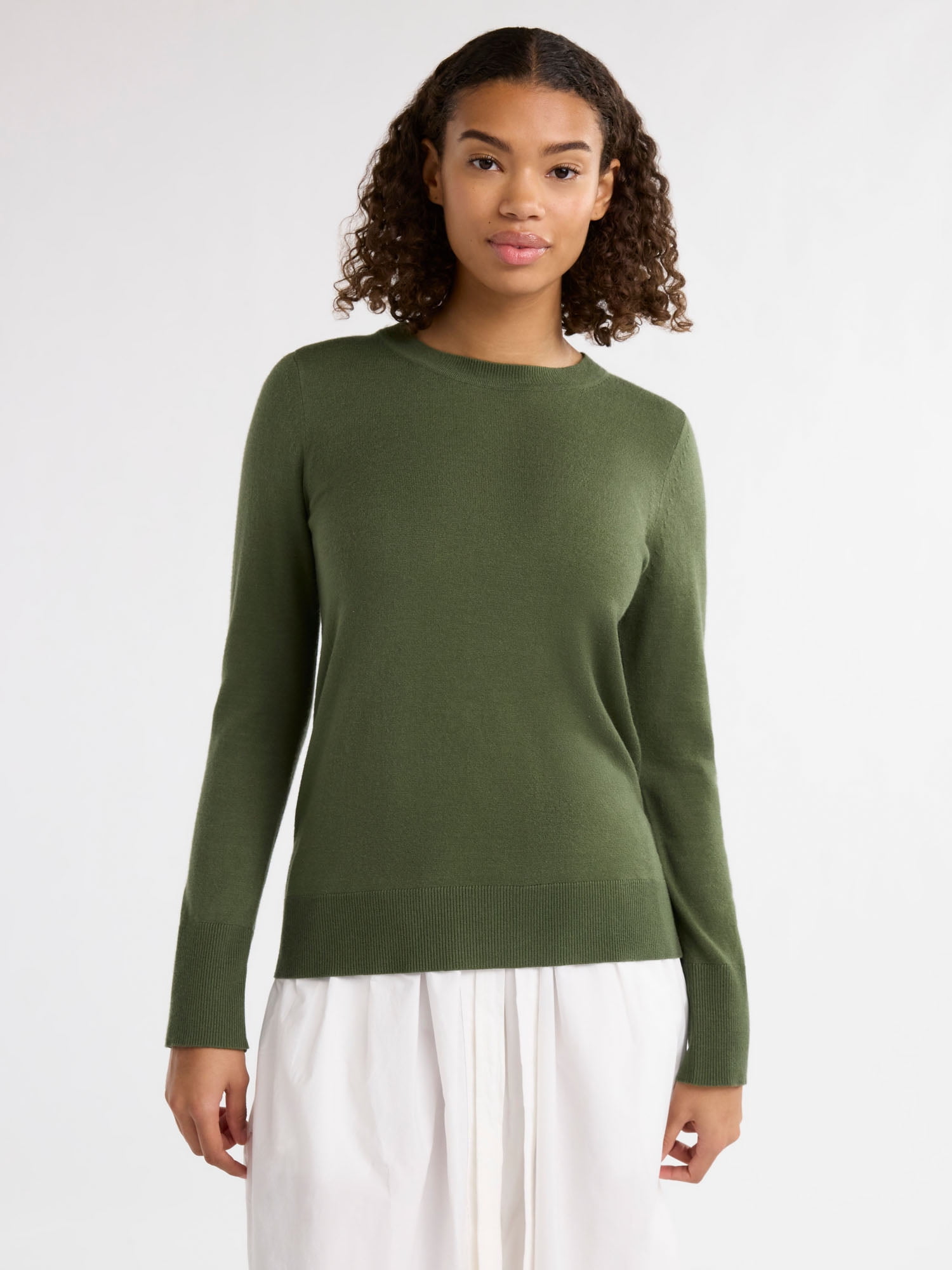 Free Assembly Women’s Cozy Yarn Crewneck Sweater with Long Sleeves ...