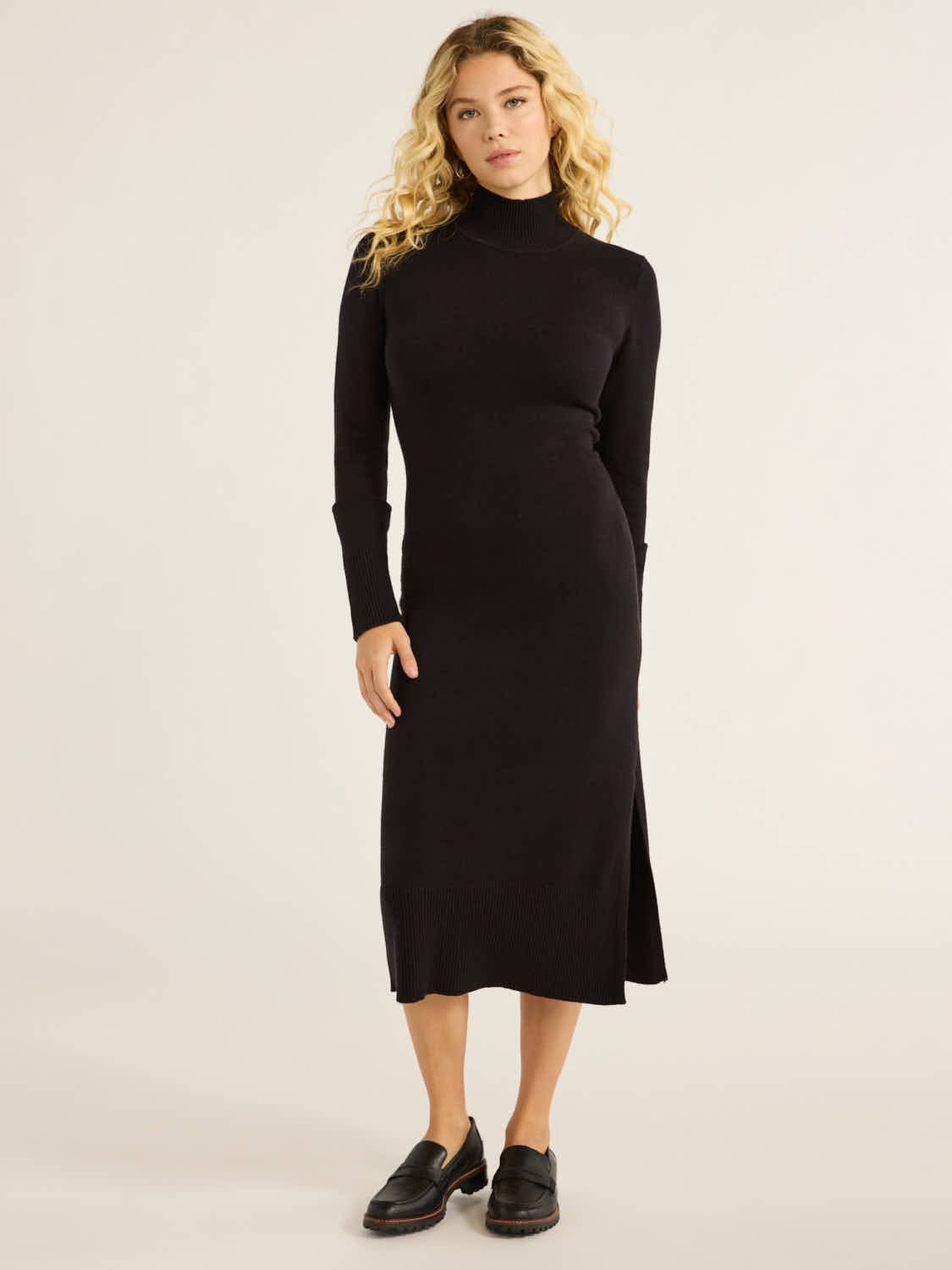 Free Assembly Women’s Cozy Yarn Turtleneck Midi Sweater Dress, Sizes XS ...