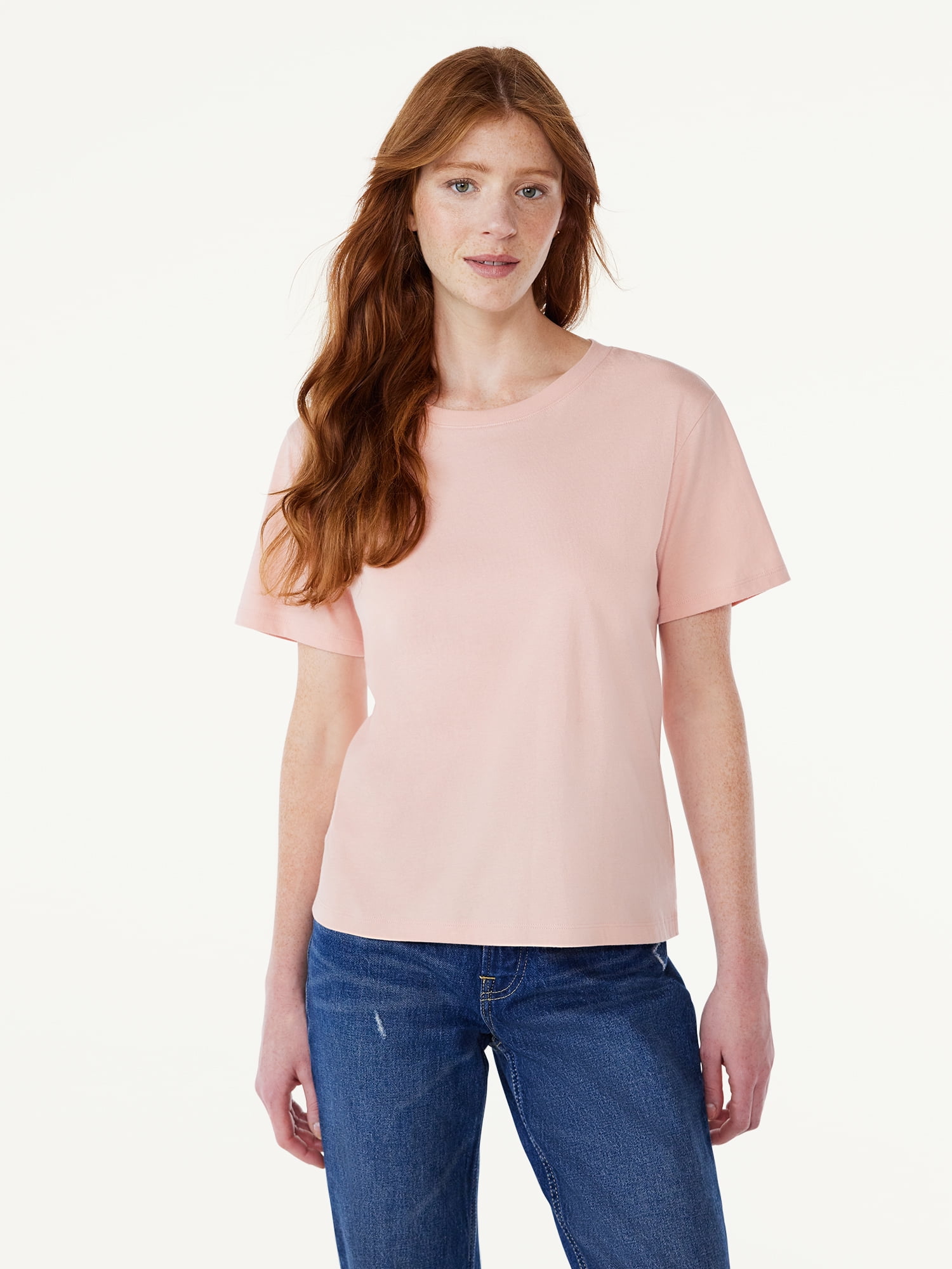 Free Assembly Women's Crop Box Tee with Short Sleeves, Sizes XS-XXL ...