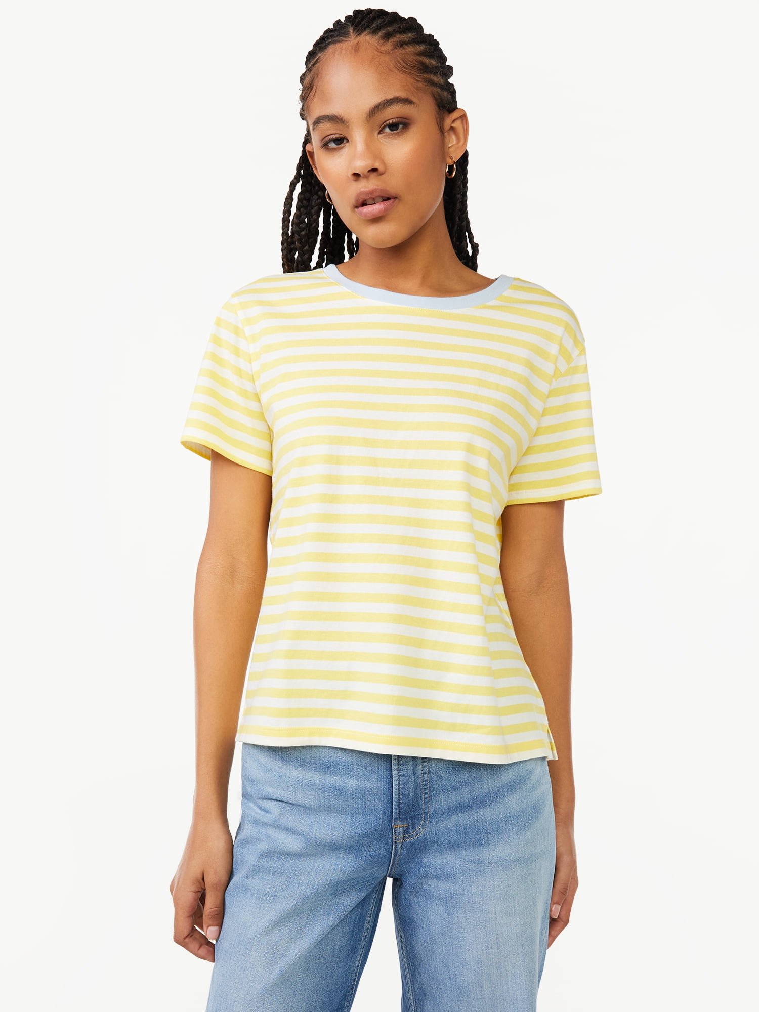 Free Assembly Women's Crop Box Tee with Short Sleeves, Sizes XS-XXXL ...