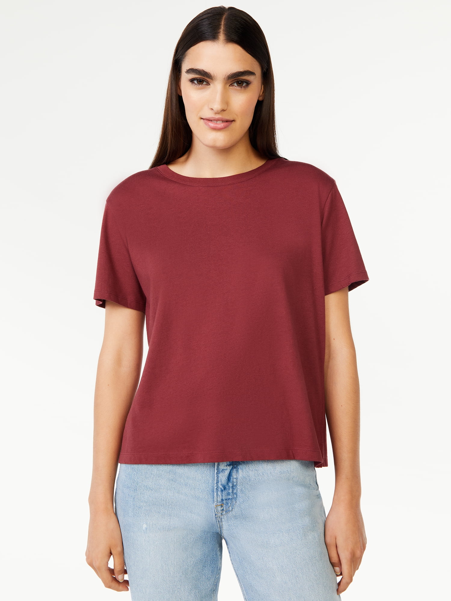 Free Assembly Women's Crop Box Tee with Short Sleeves, Sizes XS-XXXL ...