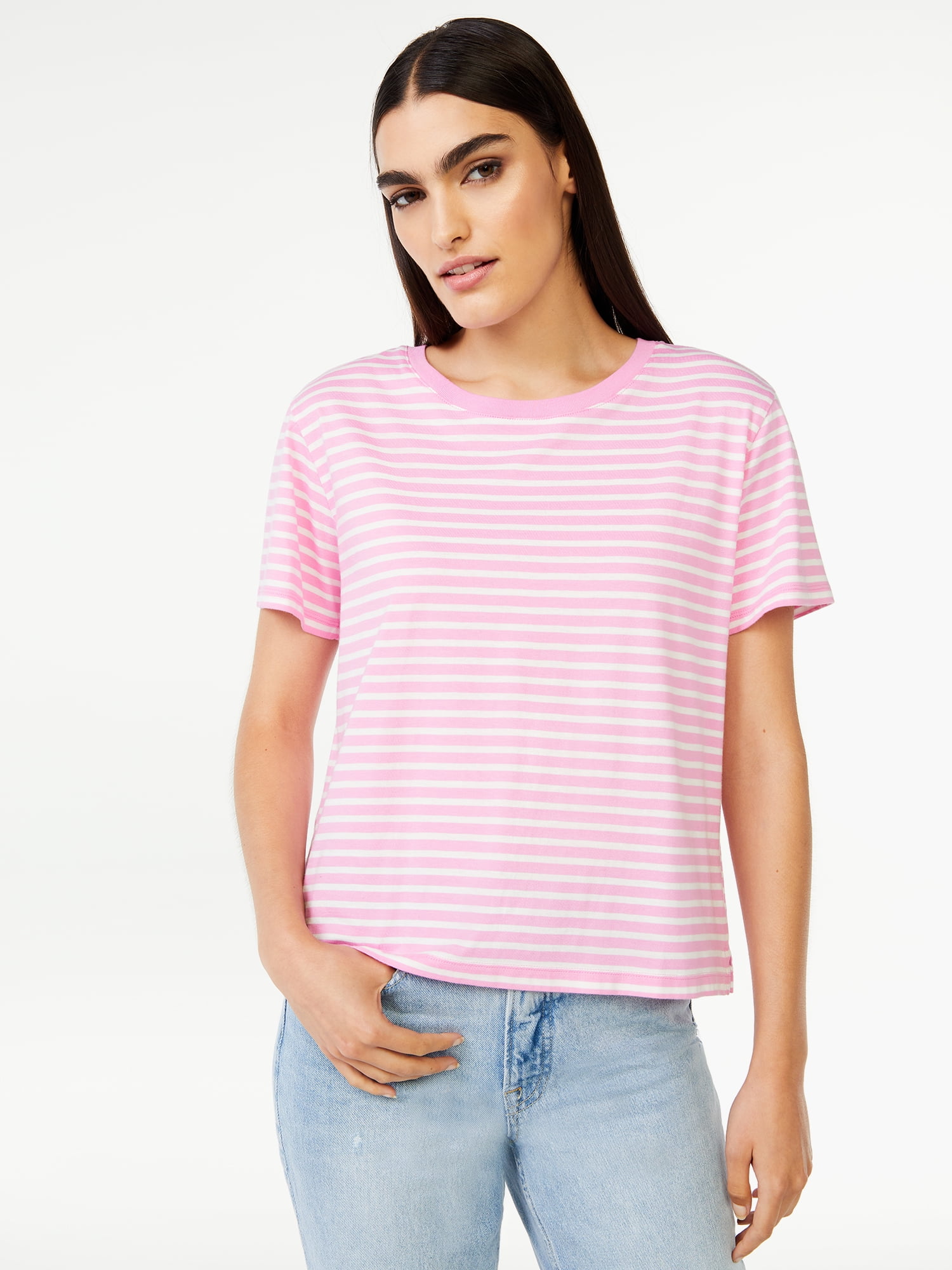Free Assembly Women's Crop Box Tee with Short Sleeves, Sizes XS-XXXL ...