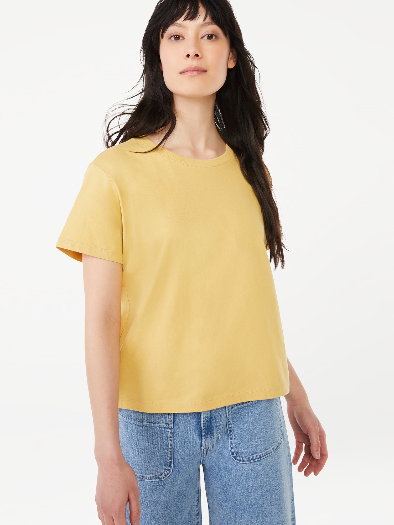 Free Assembly Women's Crop Box Tee with Short Sleeves, Sizes XS-XXXL ...