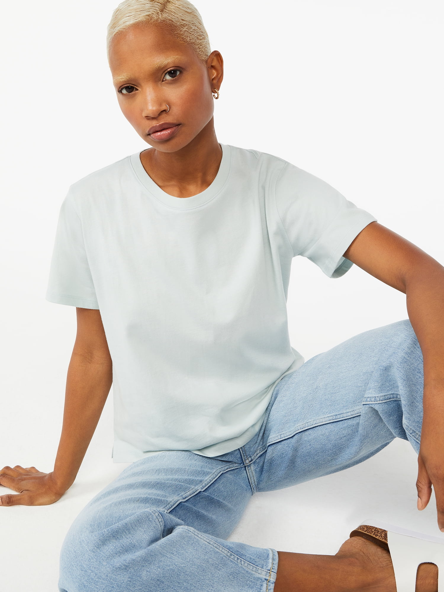 Free Assembly women's Crop Box Tee - Soft Organic Cotton - Walmart.com