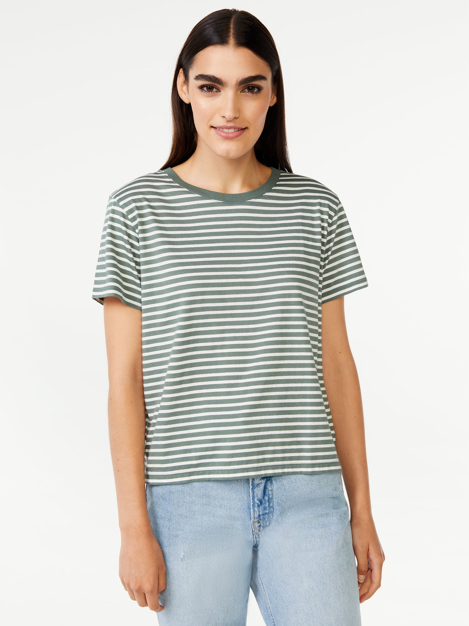 Free Assembly Women's Crop Box Tee with Short Sleeves, Sizes XS-XXXL ...