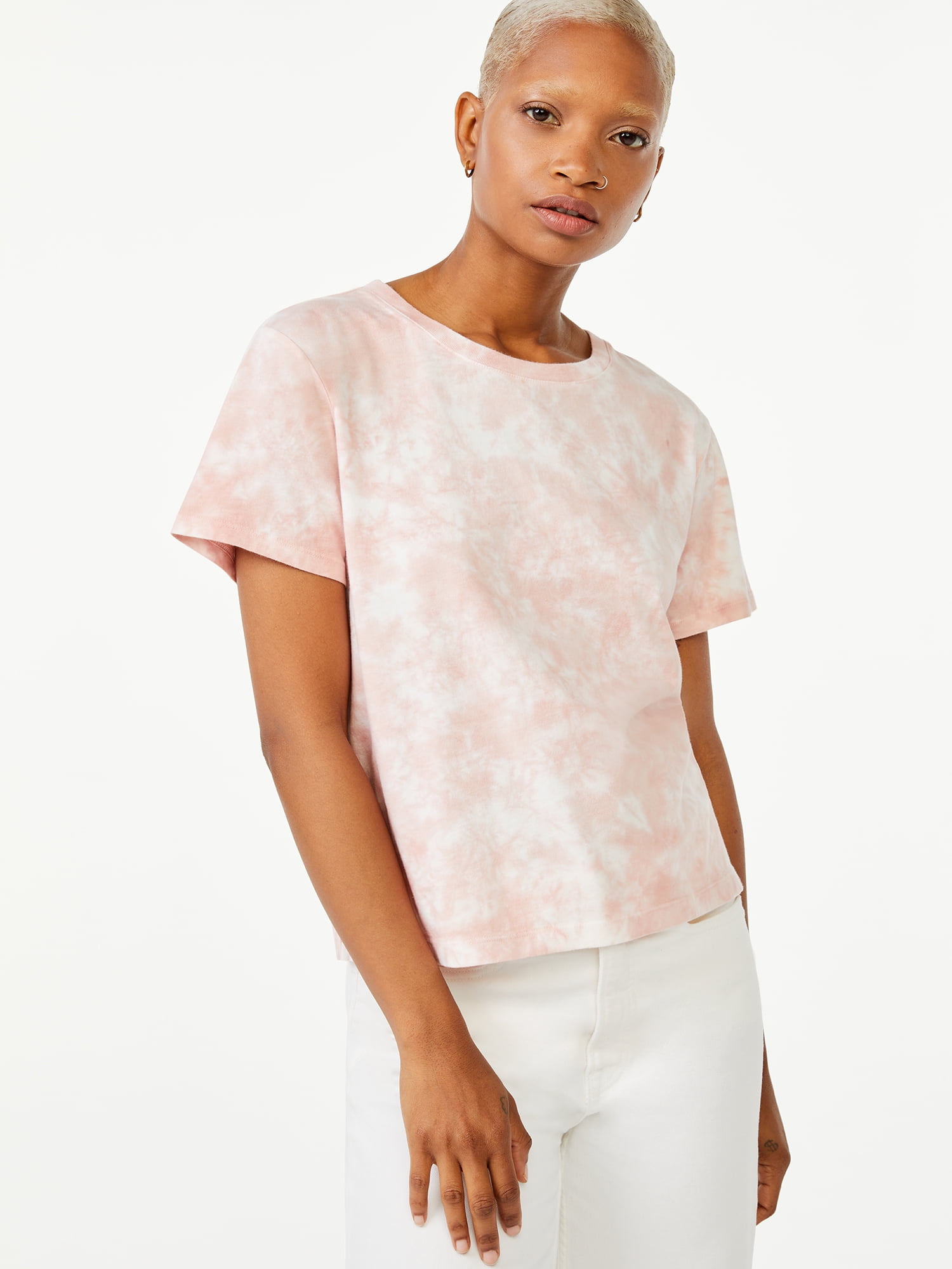 Free Assembly Women's Crop Box Tee with Short Sleeves, Sizes XS-XXXL ...