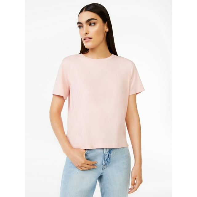 Free Assembly Women's Crop Box Tee with Short Sleeves, Sizes XS-XXXL ...