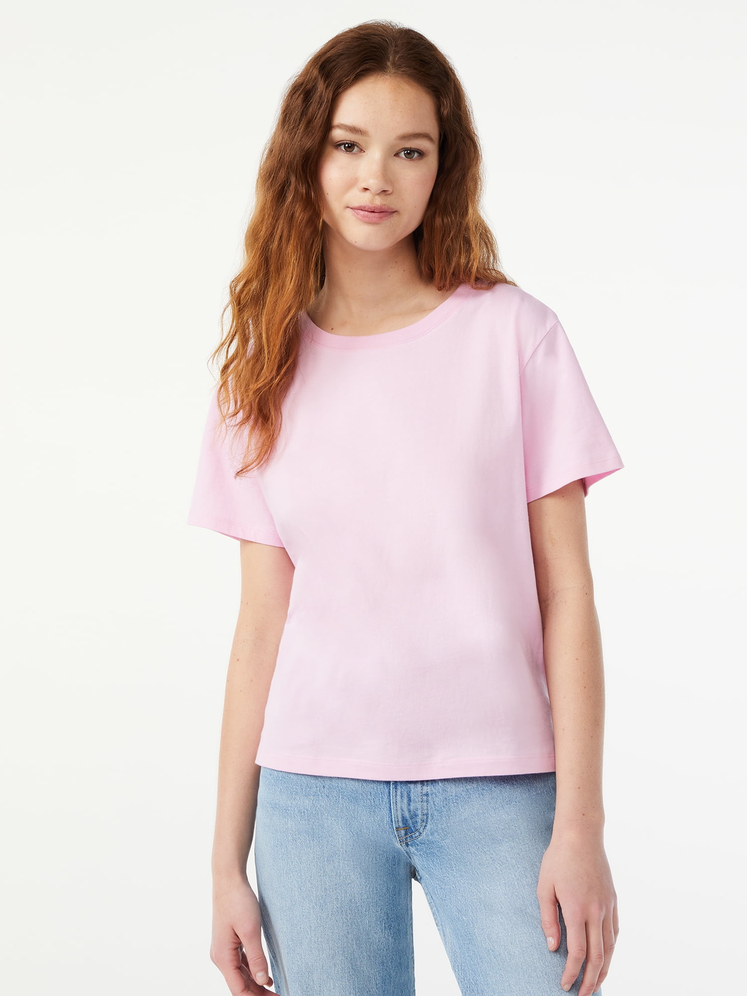 Free Assembly Women's Crop Box Tee with Short Sleeves, Sizes XS-XXXL ...