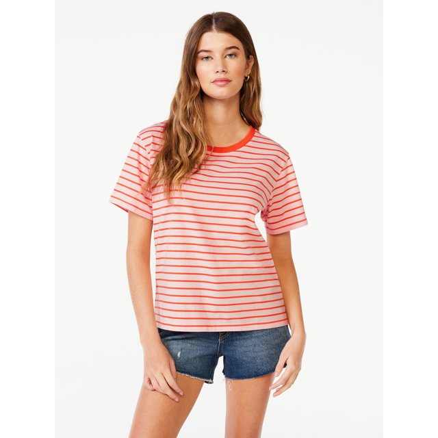 Free Assembly Women's Crop Box Tee with Short Sleeves, Sizes XS-XXXL ...