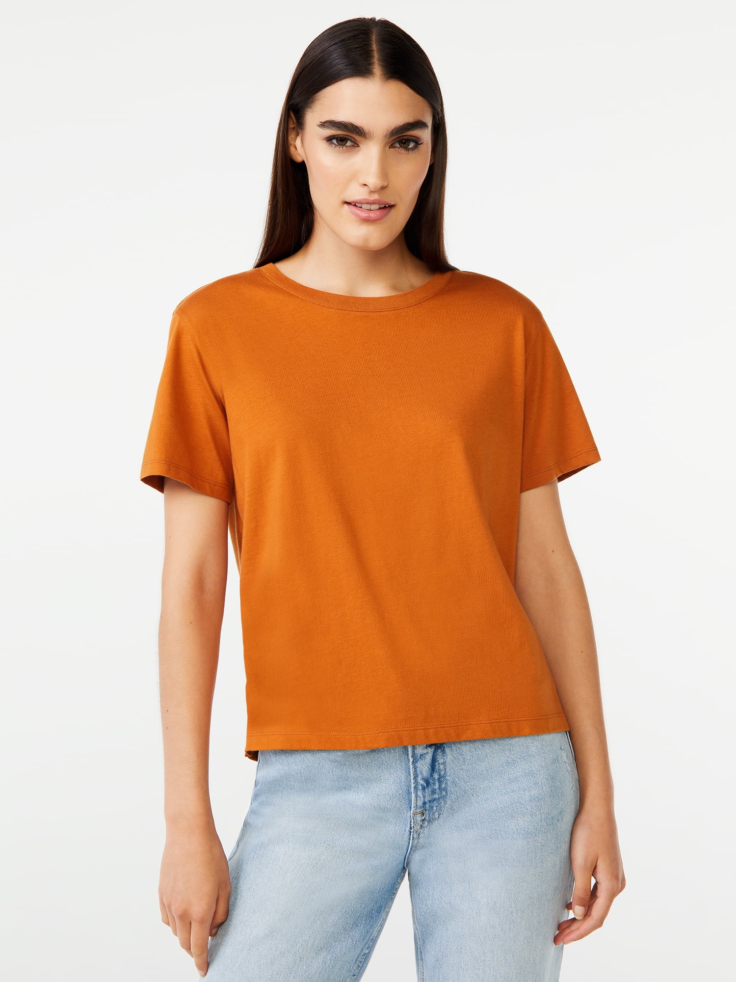 Free Assembly Women's Crop Box Tee with Short Sleeves, Sizes XS-XXXL ...
