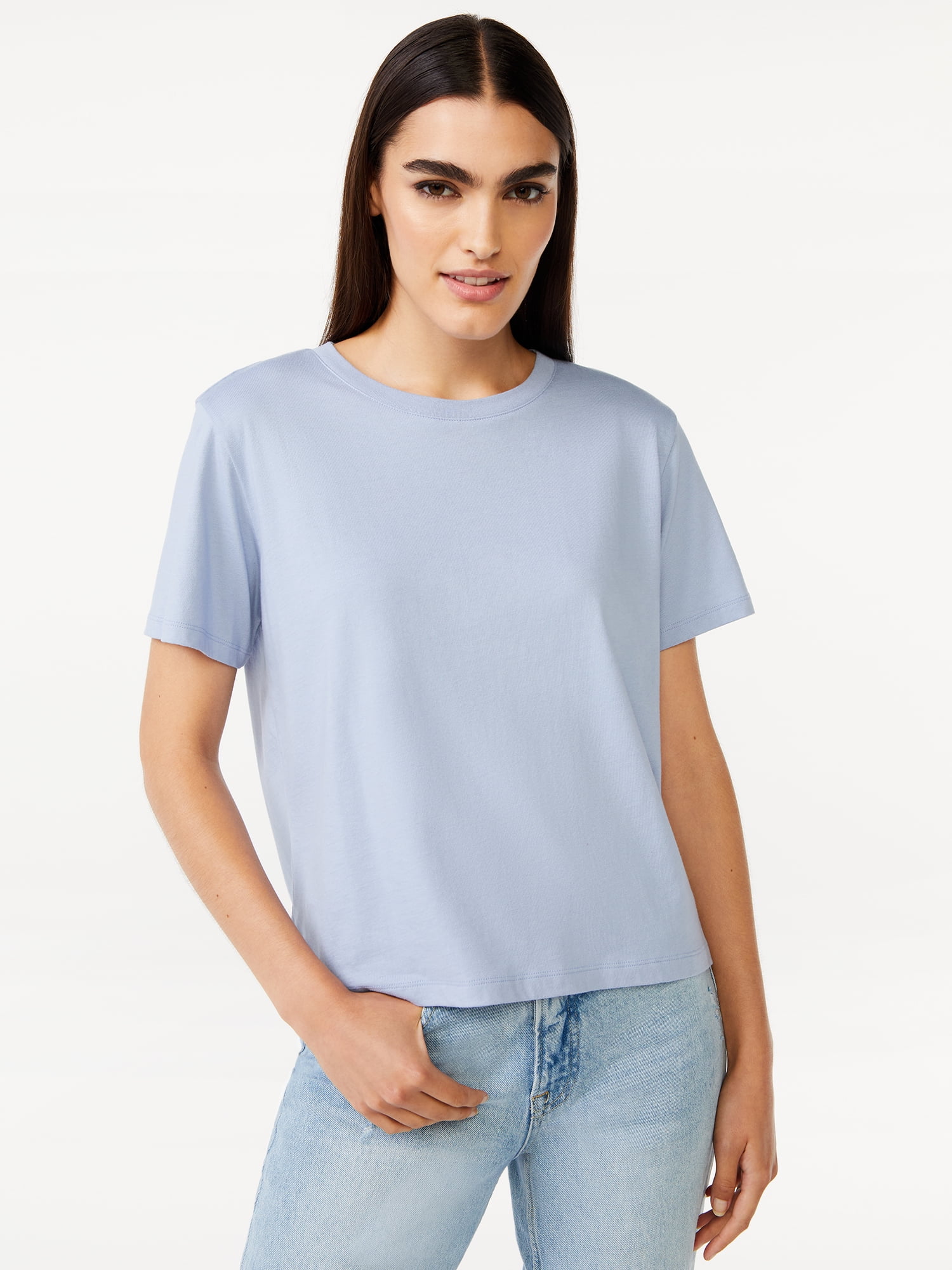 Free Assembly Women's Crop Box Tee with Short Sleeves, Sizes XS-XXXL ...