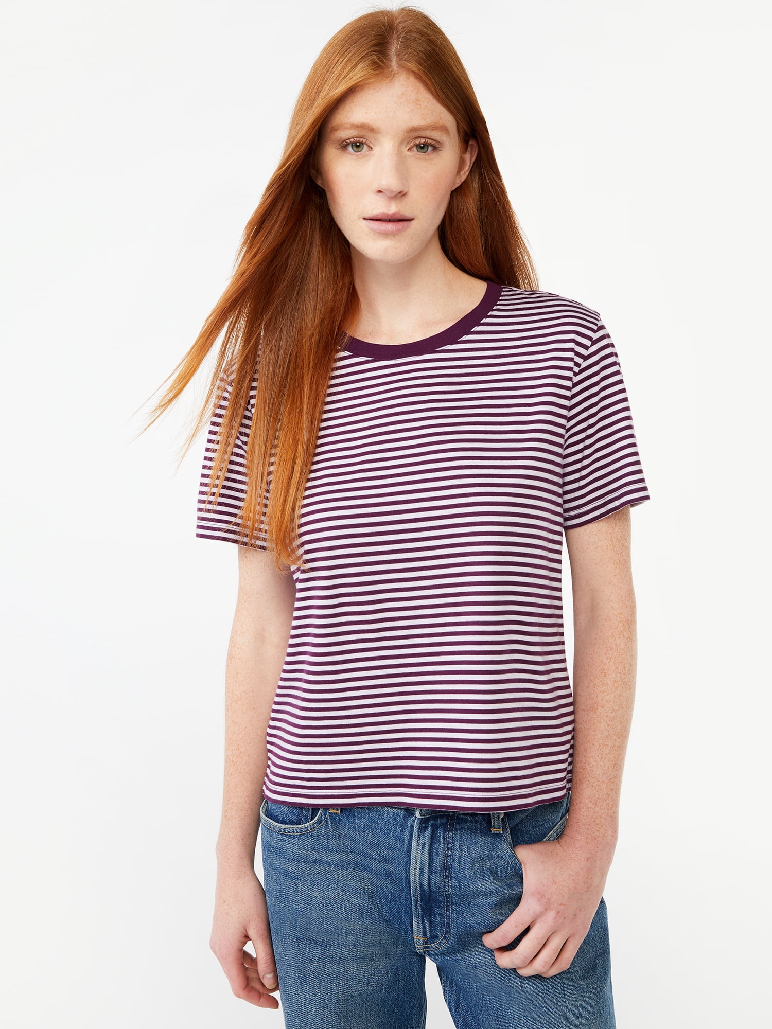 Free Assembly Women's Crop Box Tee with Short Sleeves, Sizes XS-XXXL ...