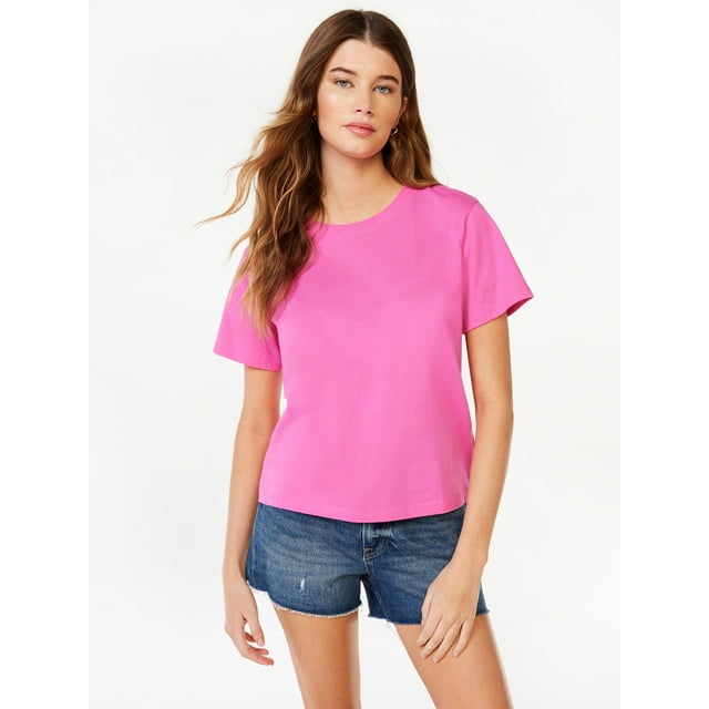 Free Assembly Women's Crop Box Tee with Short Sleeves, Sizes XS-XXXL ...