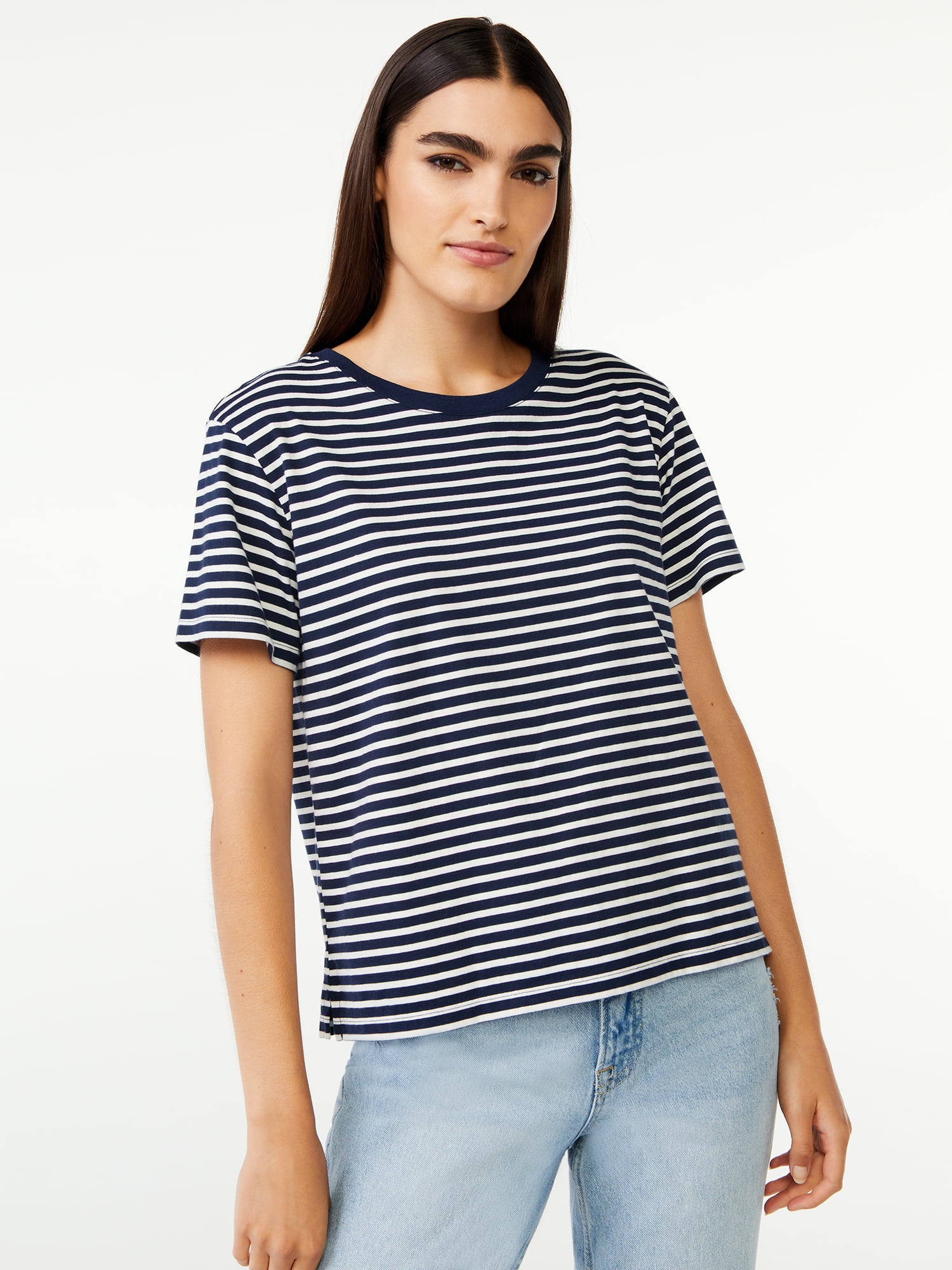 Free Assembly Women's Crop Box Tee with Short Sleeves, Sizes XS-XXXL ...