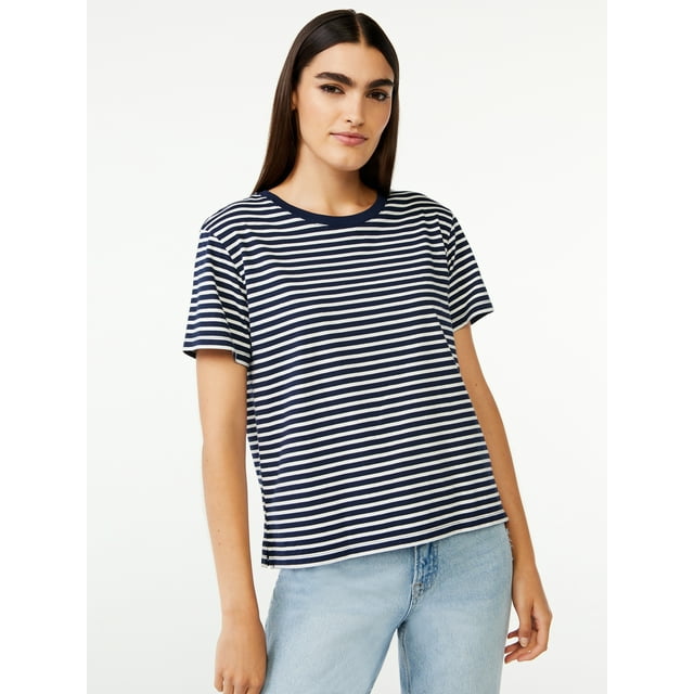 Free Assembly Women's Crop Box Tee with Short Sleeves, Sizes XS-XXXL ...