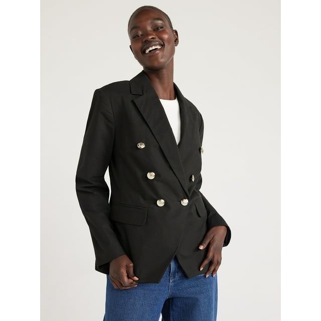 Free Assembly Women’s Double Breasted Blazer, Sizes XS-XXXL - Walmart.com