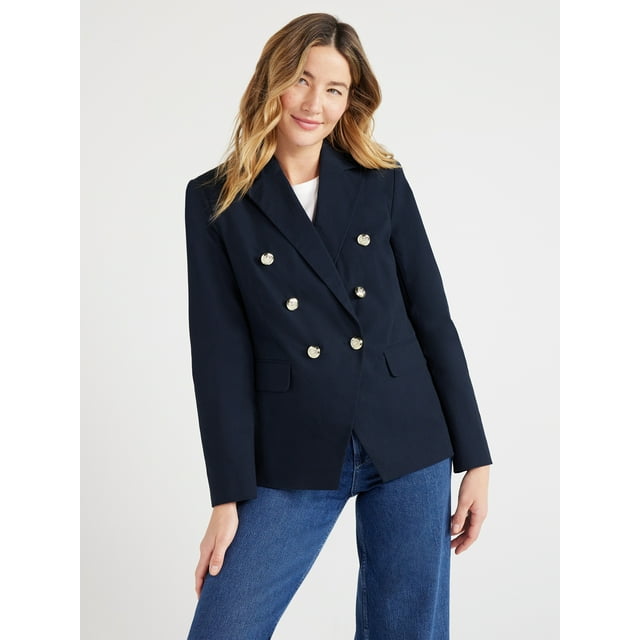 Free Assembly Women’s Double Breasted Blazer, Sizes XS-XXXL - Walmart.com