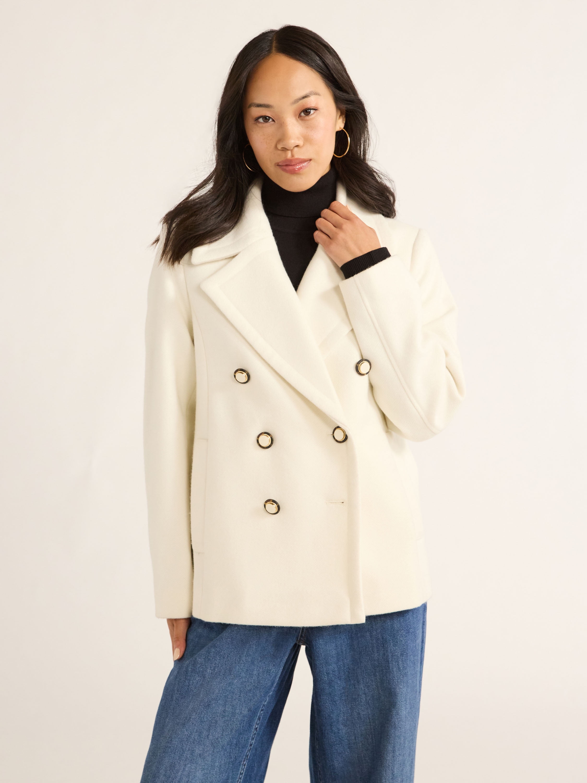 Free Assembly Women’s Double Breasted Peacoat - Walmart.com