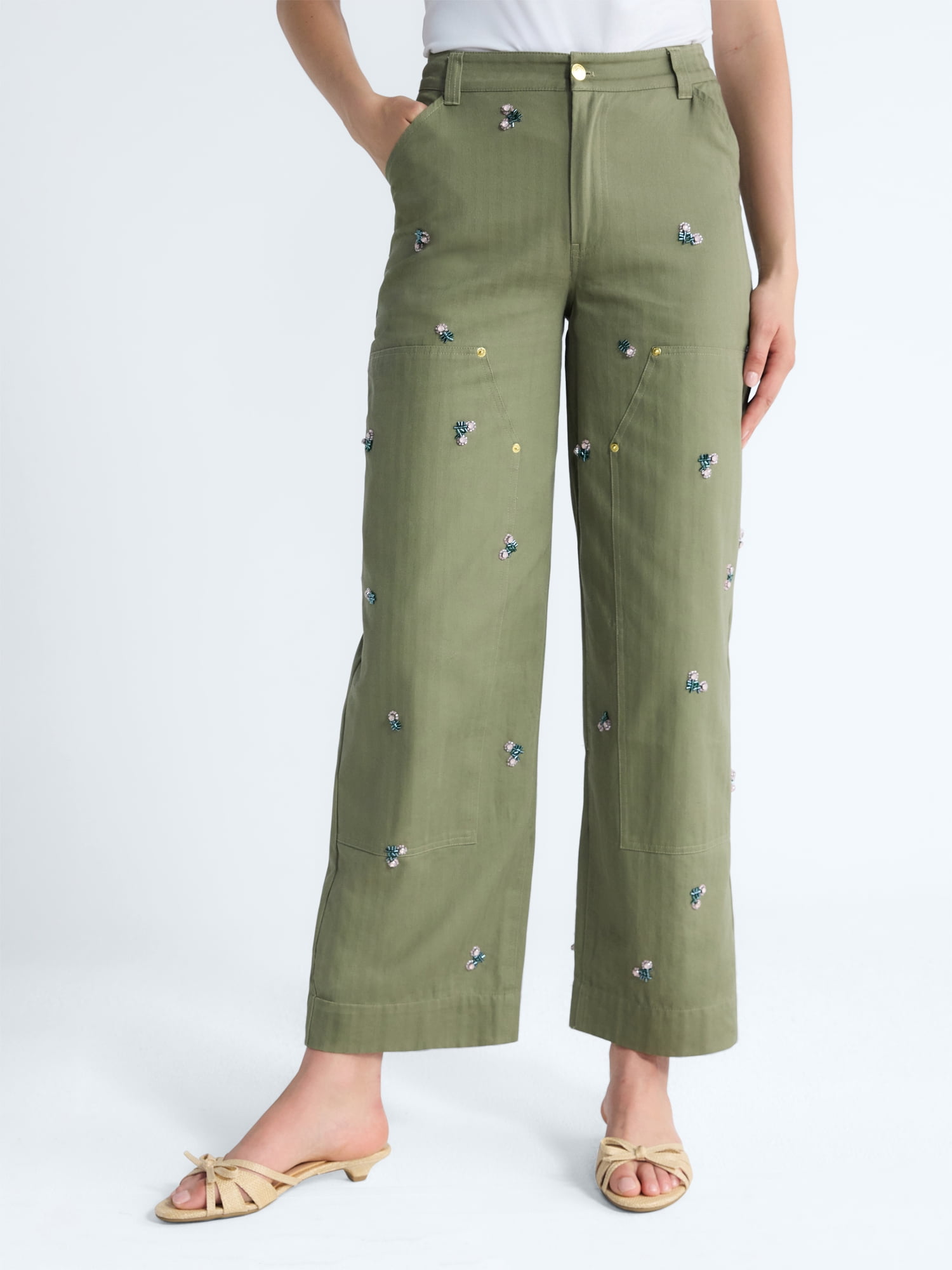 Free Assembly Women's and Women’s Plus Embellished Cotton Carpenter ...