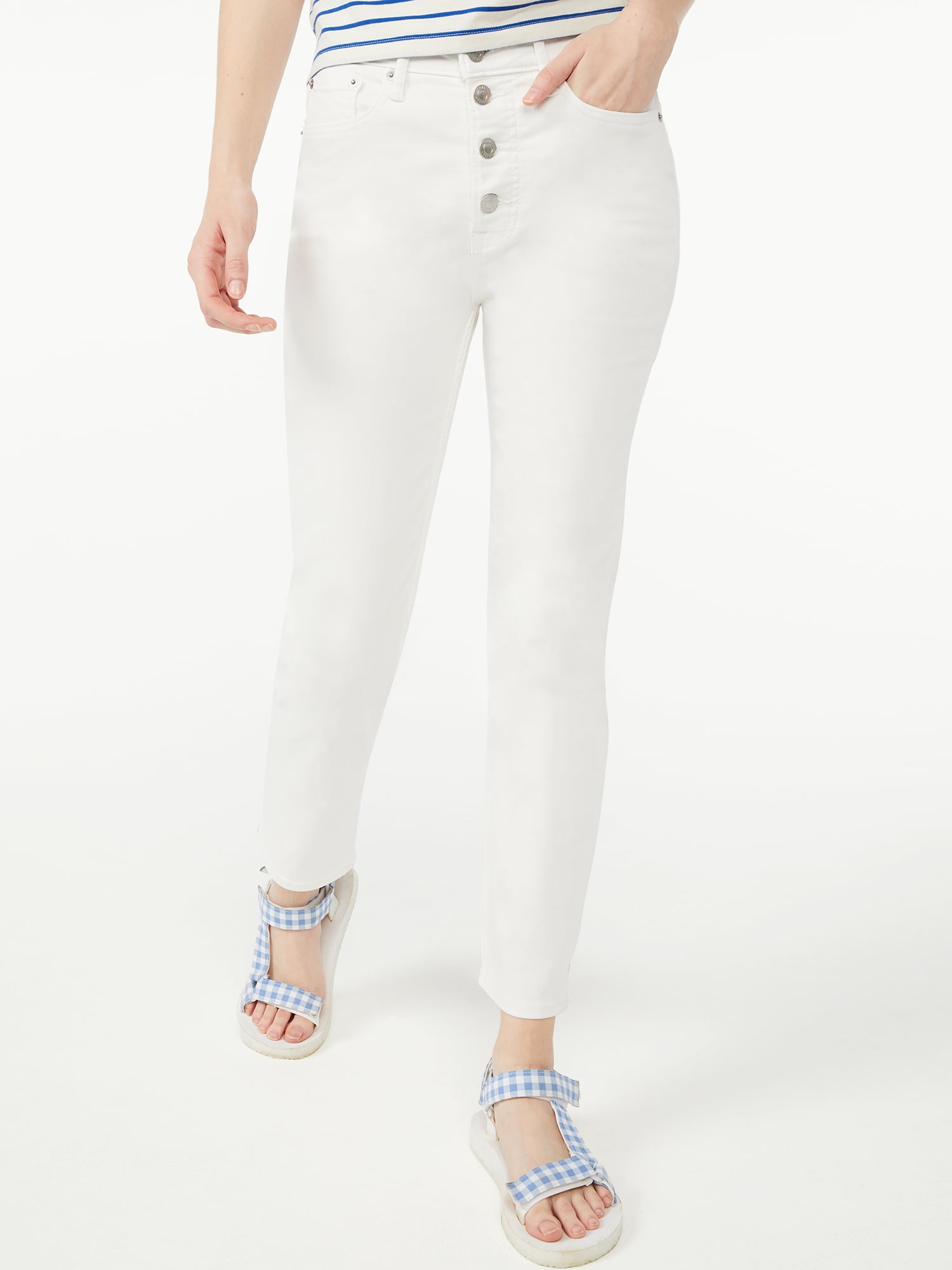 Free Assembly Women's Essential Slim Jeans with Exposed Button Front ...