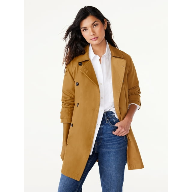 Free Assembly Women's Everyday Short Trench Coat, Sizes S-XXL - Walmart.com