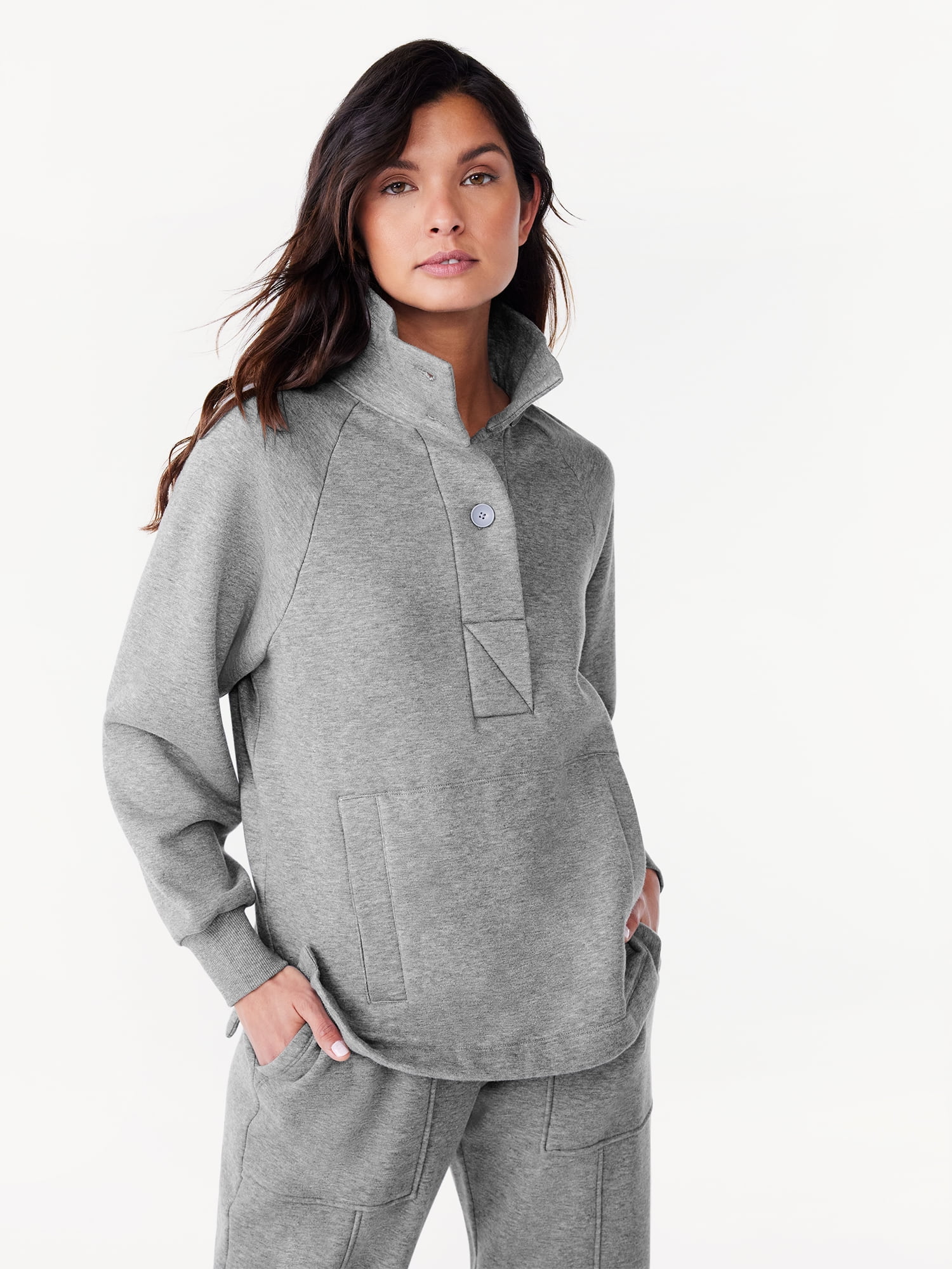 Free Assembly Women's Soft Fleece Popover Sweatshirt, XS-XXXL, Relaxed ...