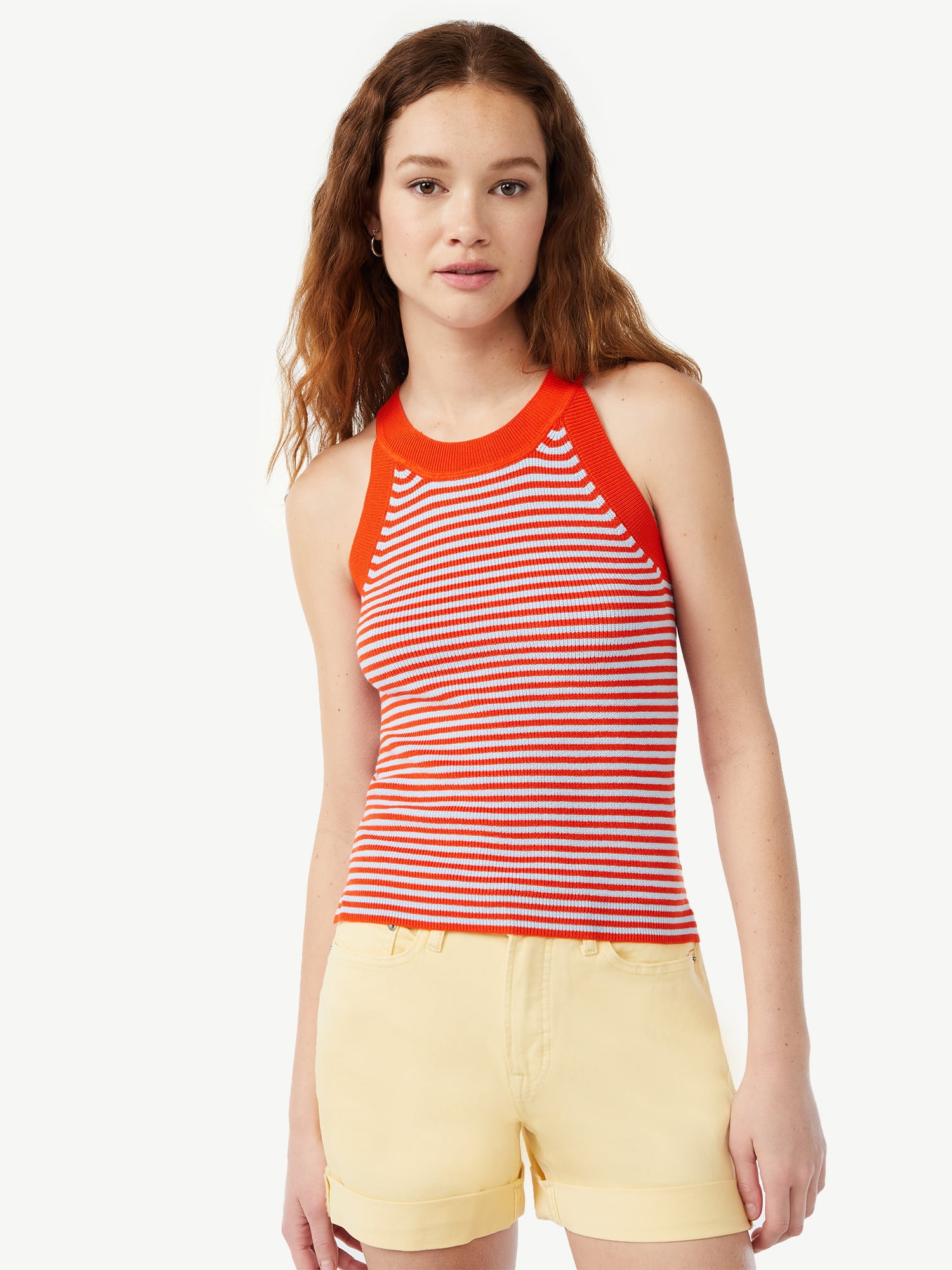Halter Sweater Tank Top - Knit Halter Neck Sleeveless Top - Walmart.com