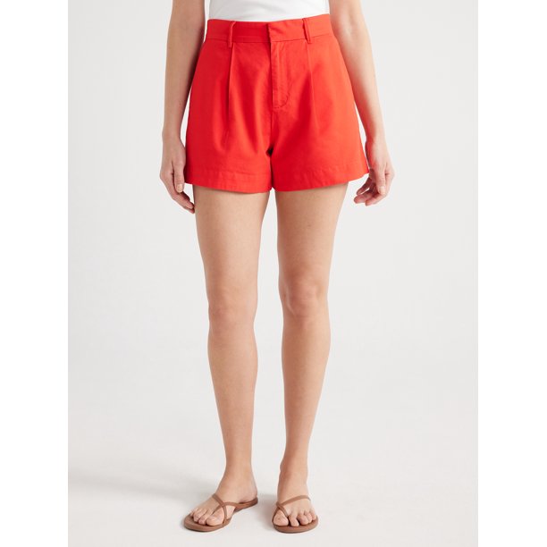 Free Assembly Women's High Rise Pleated Shorts, 4 1/4” Inseam, Sizes 0 ...