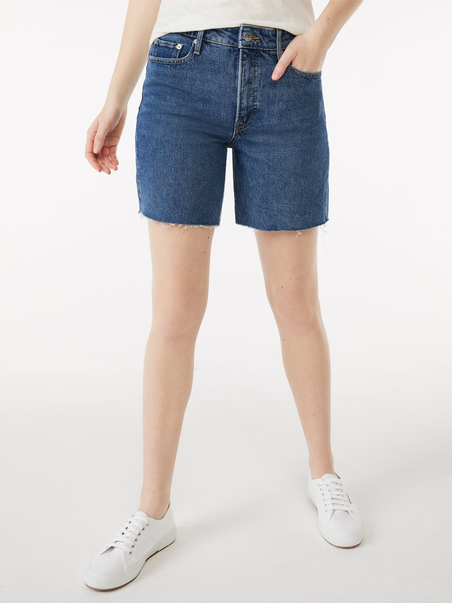 Free Assembly Women's Long Jean Shorts - Walmart.com