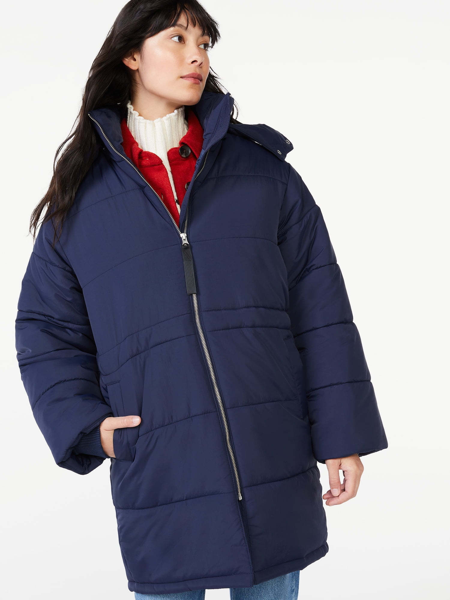 Free Assembly Women's Long Puffer Coat - Walmart.com