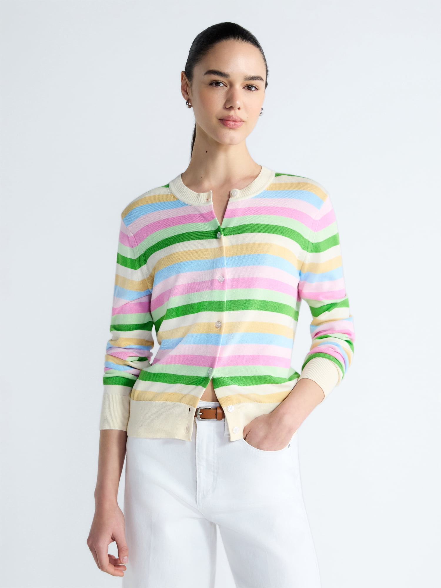 Free Assembly Women's Classic Cardigan Sweater with Long Sleeves ...